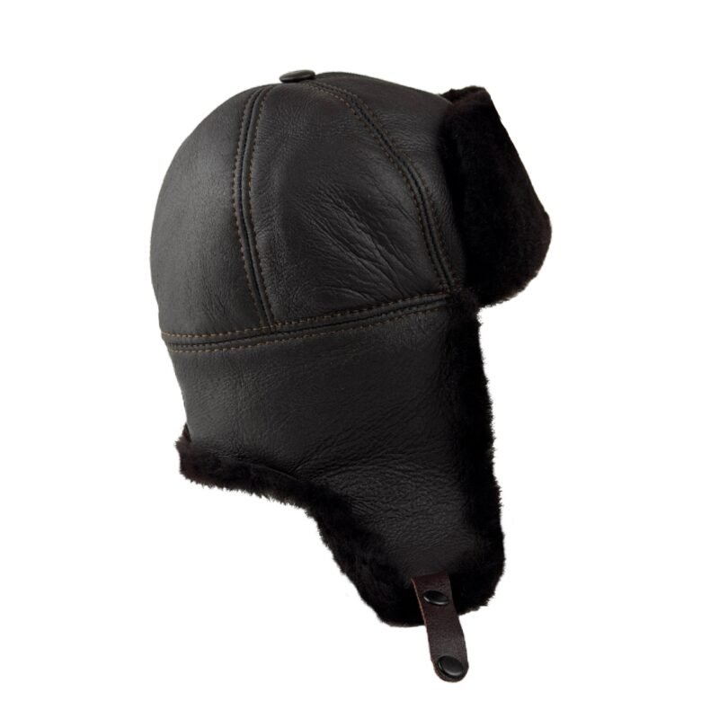 Warm Shearling Trapper Hat - Handmade Genuine Sheepskin Hat Leather ...